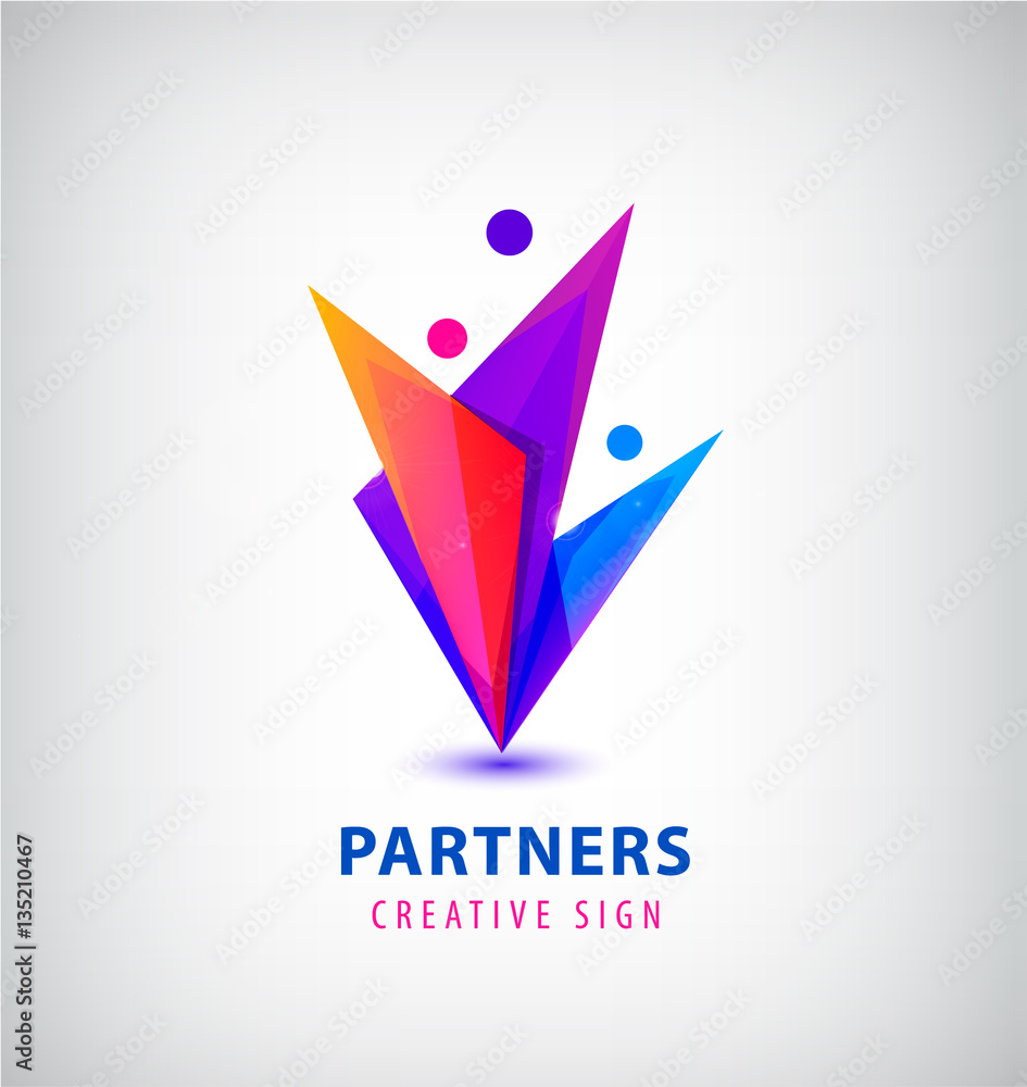 Vector men group logo, human, family, teamwork icon. Community, people ...