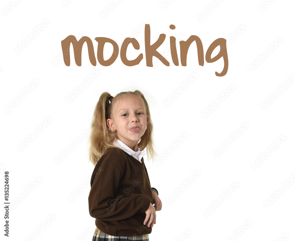English language learning vocabulary school card with word mocking and ...