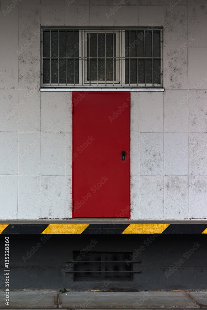 Red Steel Door at a Loading Ramp (e.g. Emergency Exit) Stock Photo ...