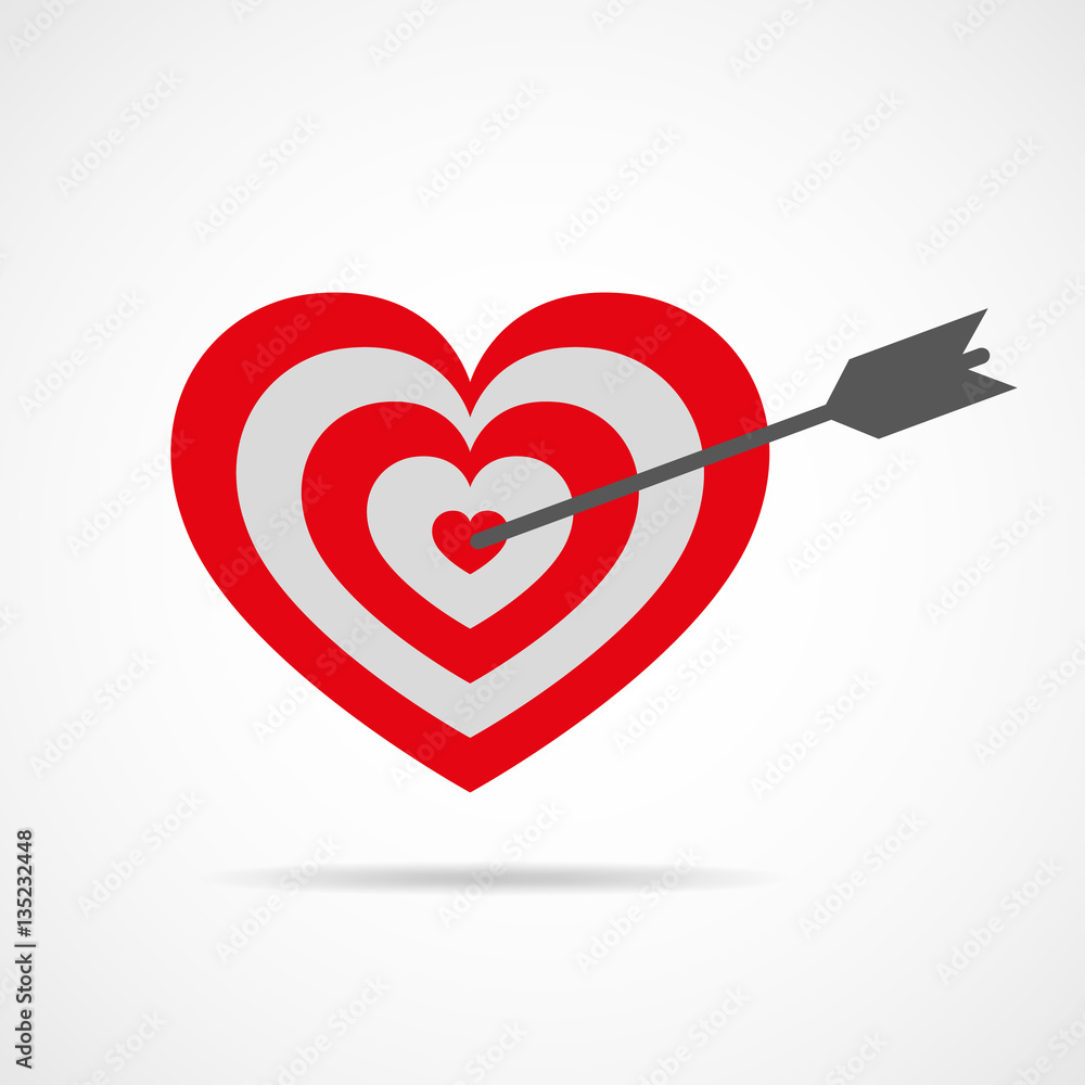 Target with the shape of heart and arrow. Vector illustration. Stock ...