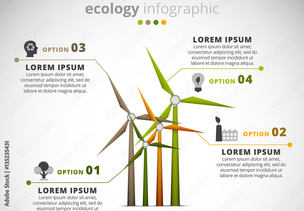 Ecology Infographic with Wind Turbine Element Stock Template | Adobe Stock