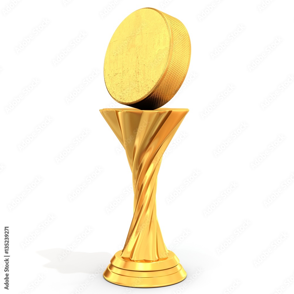 golden trophy with hockey puck Stock Illustration | Adobe Stock