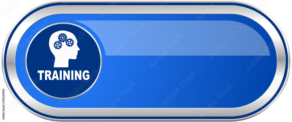 Training long blue web and mobile apps banner isolated on white ...