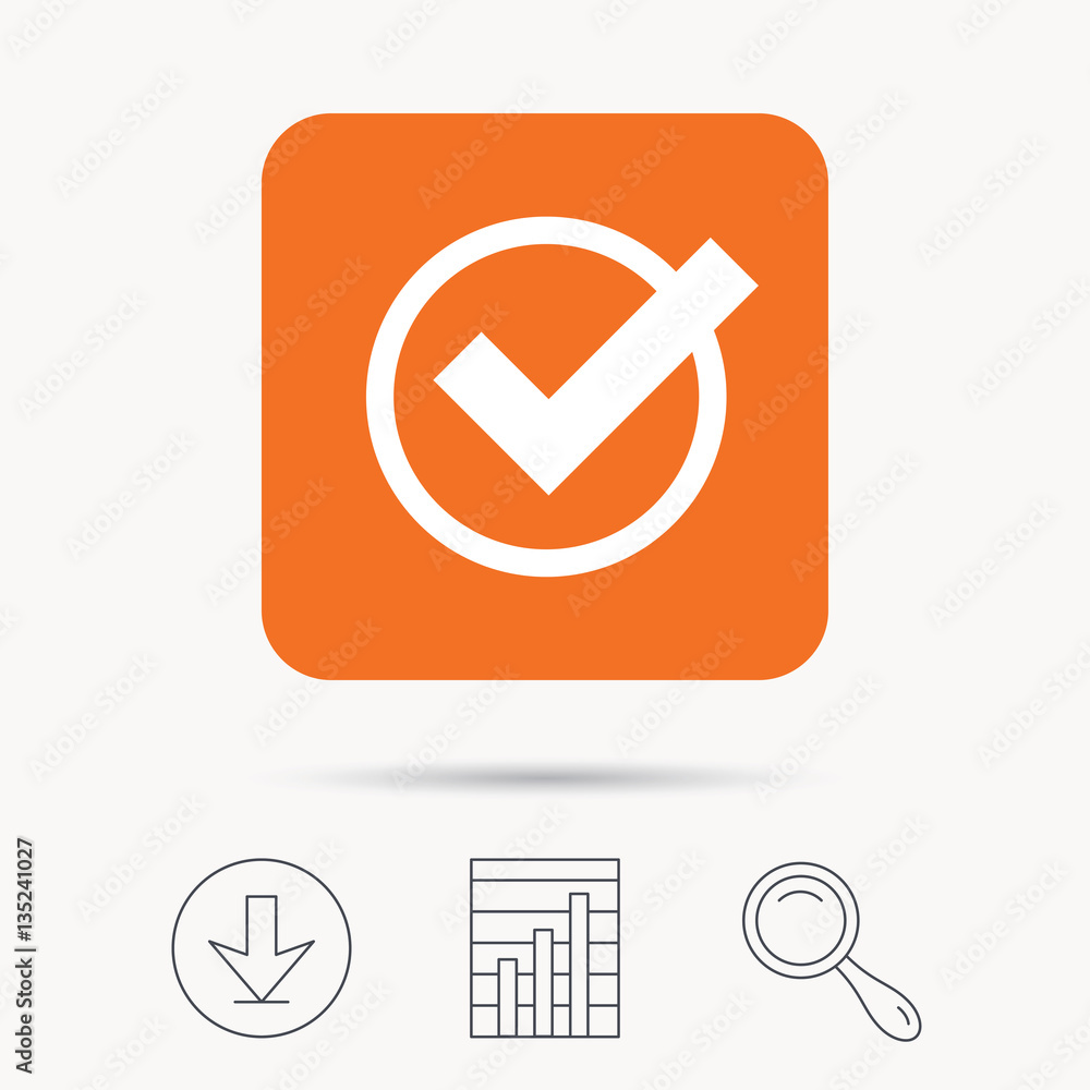Tick icon. Check or confirm symbol. Report chart, download and ...