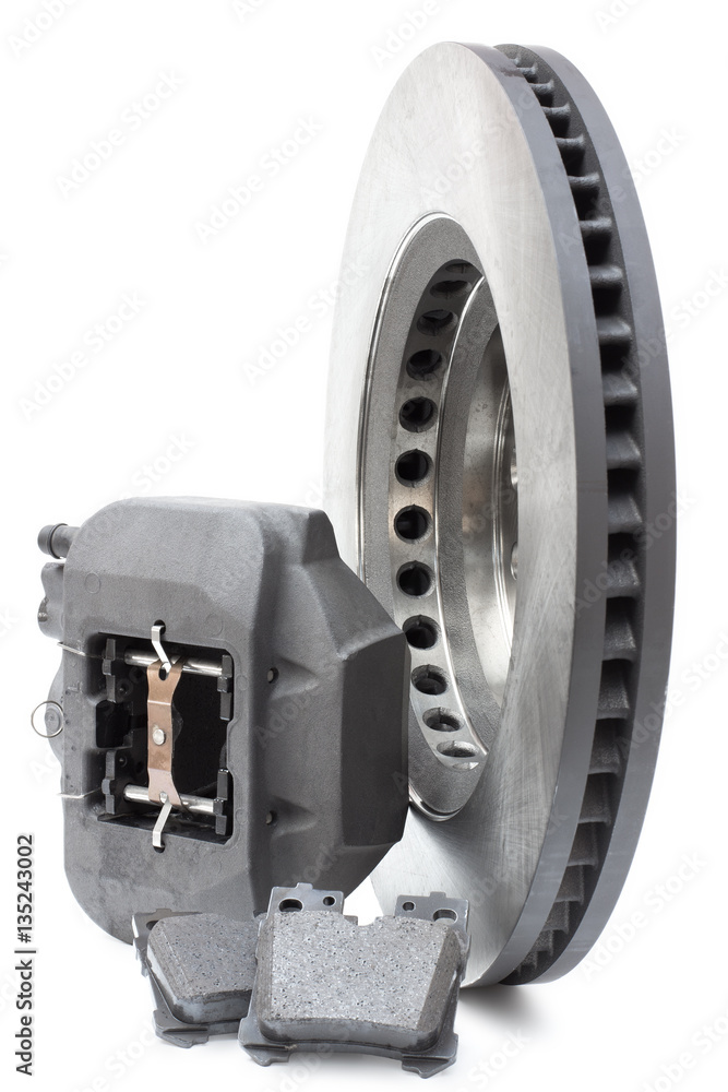 brake disc, caliper assembly with brake pads Stock Photo | Adobe Stock