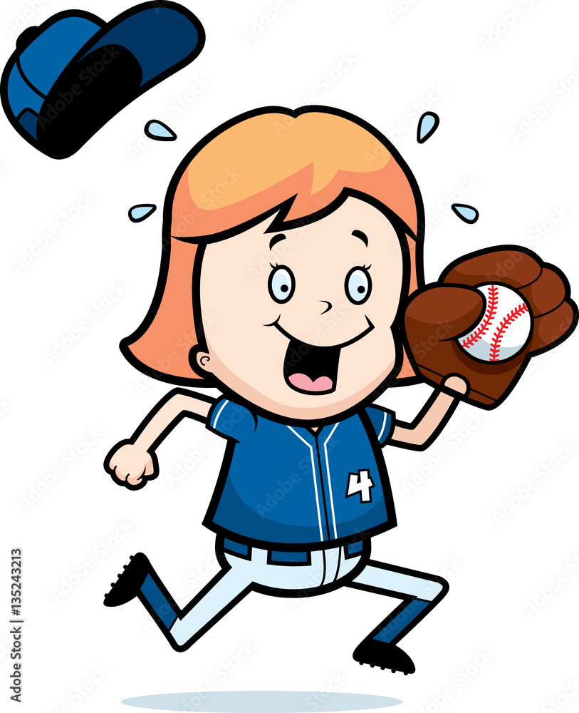Cartoon Child Softball Stock Vector | Adobe Stock