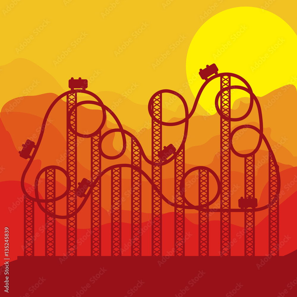 background roller coaster in amusement park vector illustration Stock ...