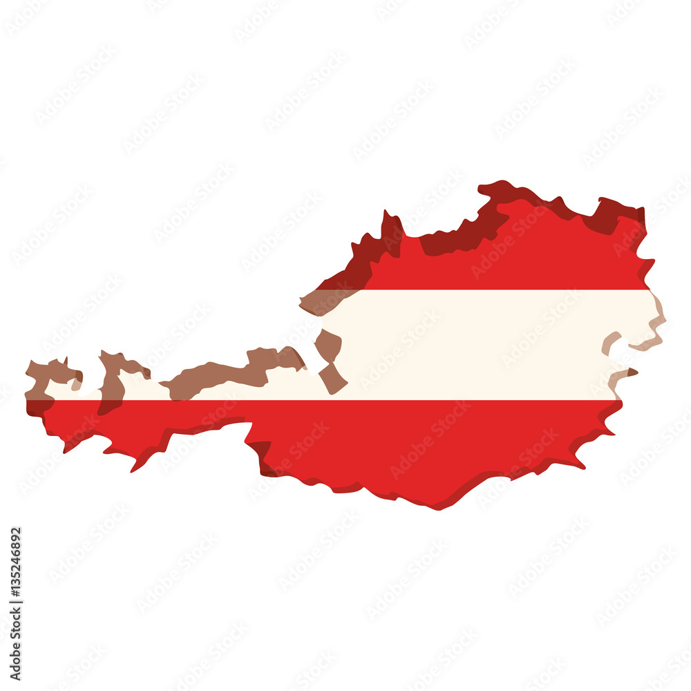 silhouette map of austria and colors flag inside vector illustration ...
