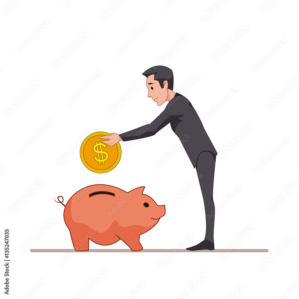 Saving Money Piggy Bank Cartoon