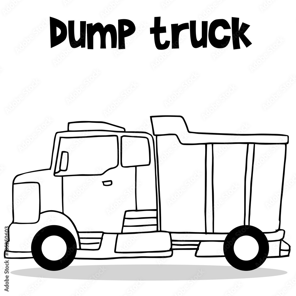 Dump truck collection with hand draw Stock Vector | Adobe Stock
