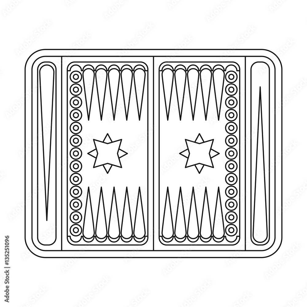Backgammon icon in outline style isolated on white background. Board ...