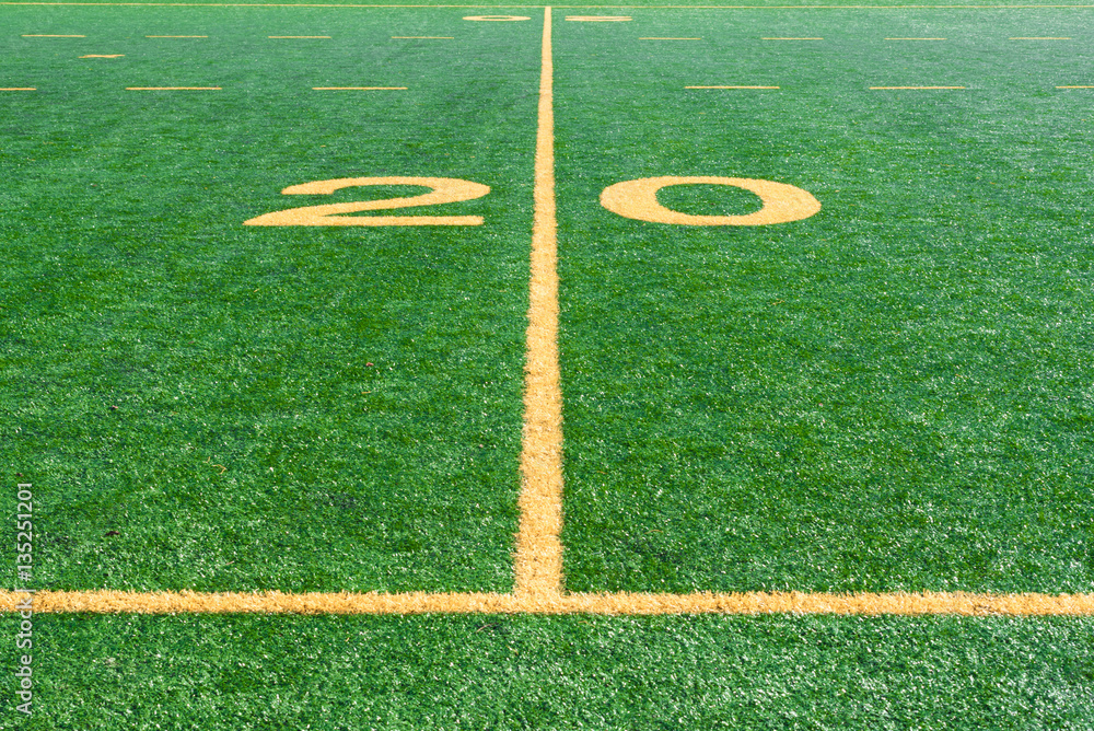 football field 20 yard line Stock Photo | Adobe Stock