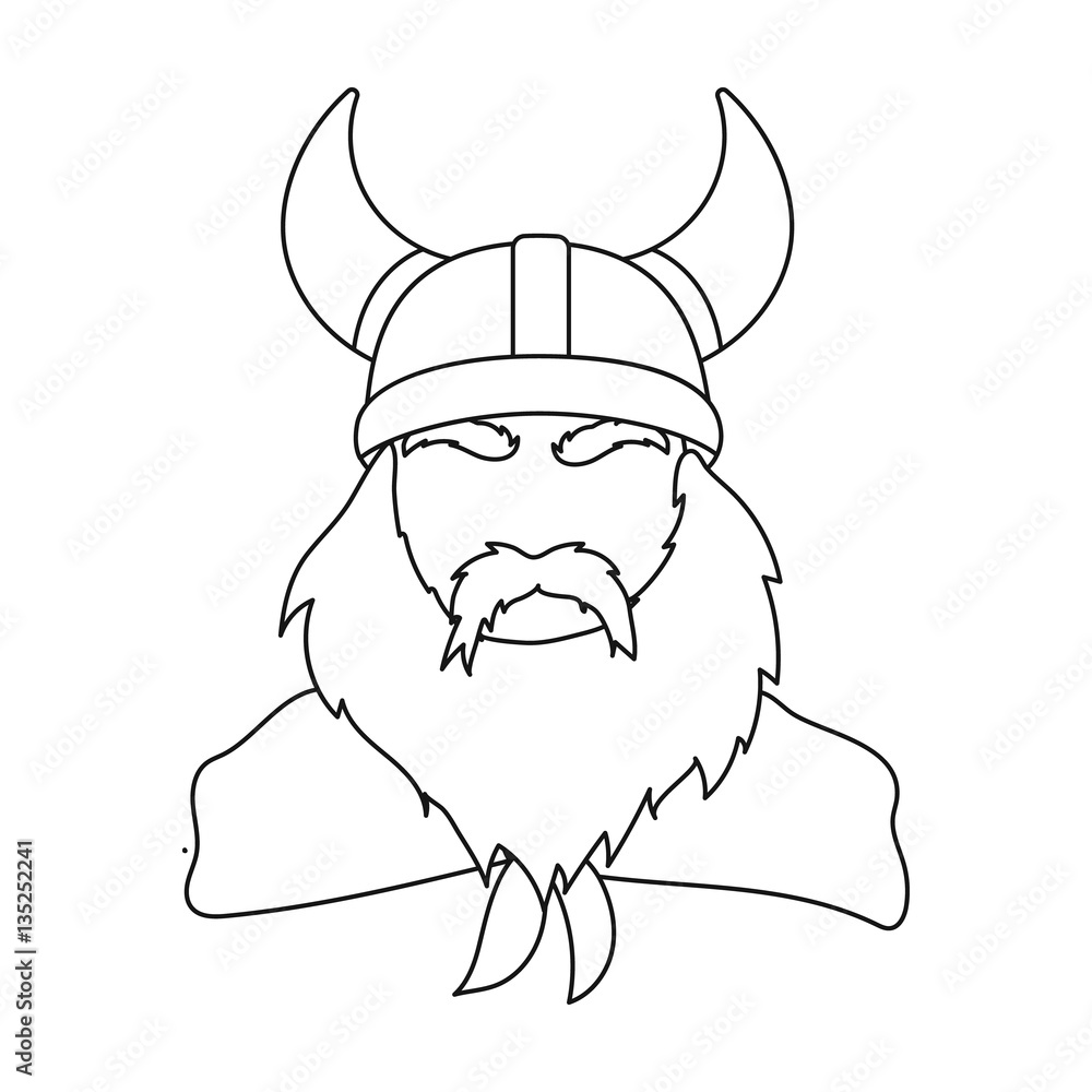 Viking icon in outline style isolated on white background. Vikings ...