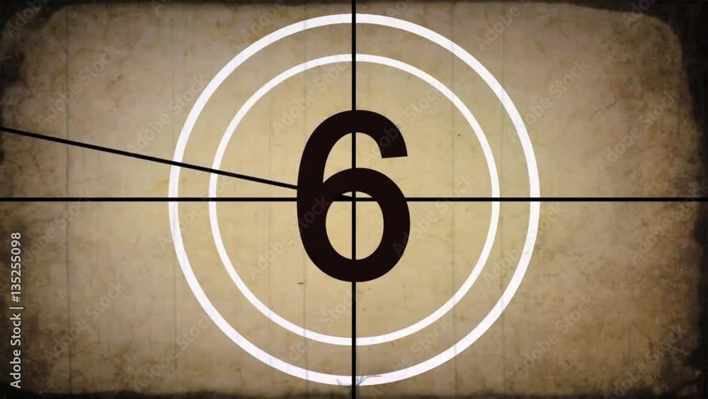 Animated 'Old Film' Countdown Leader Graphic Effect, Counting from 10 ...