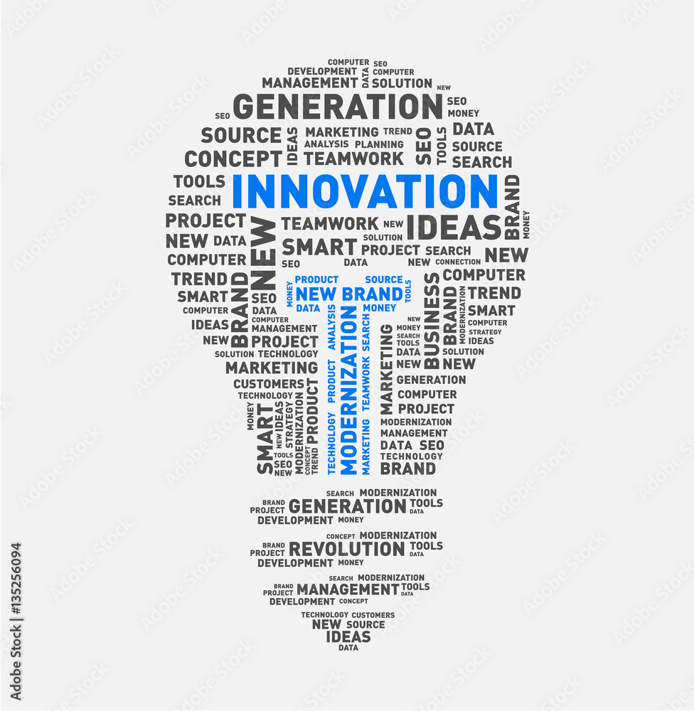 Vector word cloud of innovation light bulb / vector illustration eps-10 ...