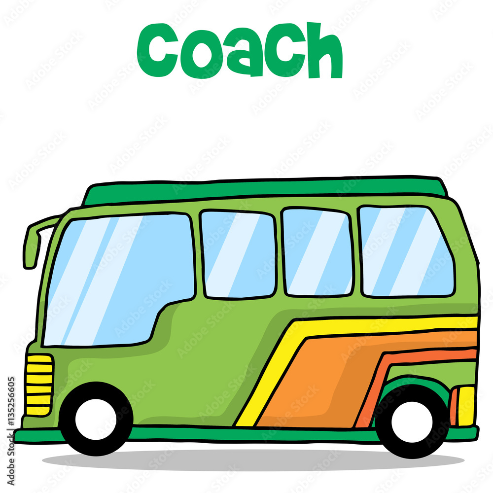 Cartoon of coach bus transportation Stock Vector | Adobe Stock