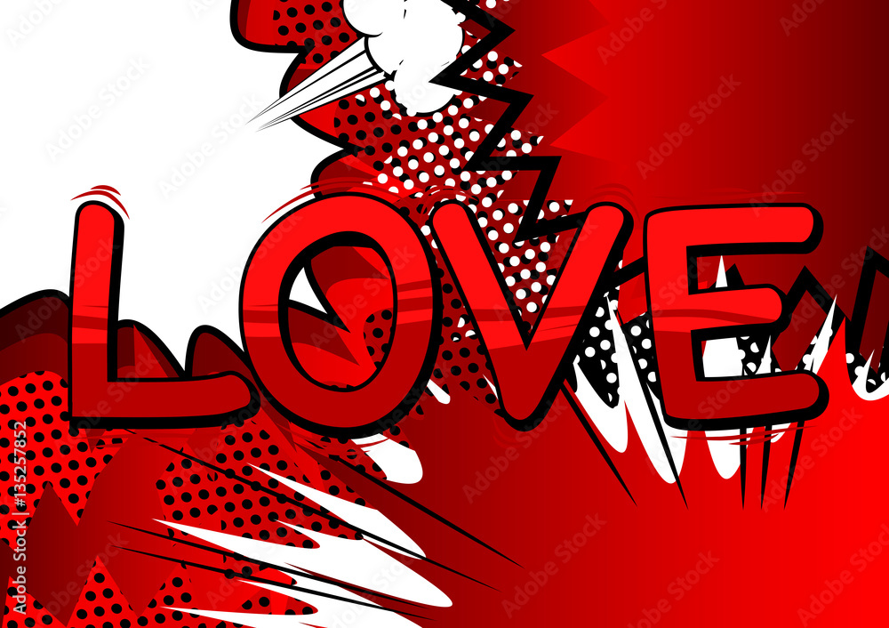 Love - Comic book style word on comic book abstract background. Stock ...