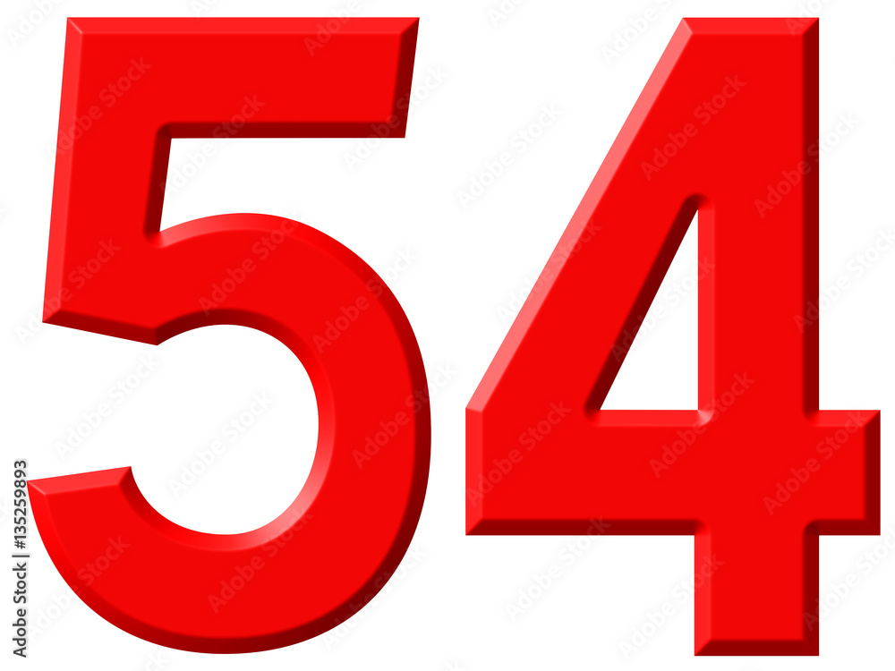 Numeral 54, fifty four, isolated on white background, 3d render Stock ...