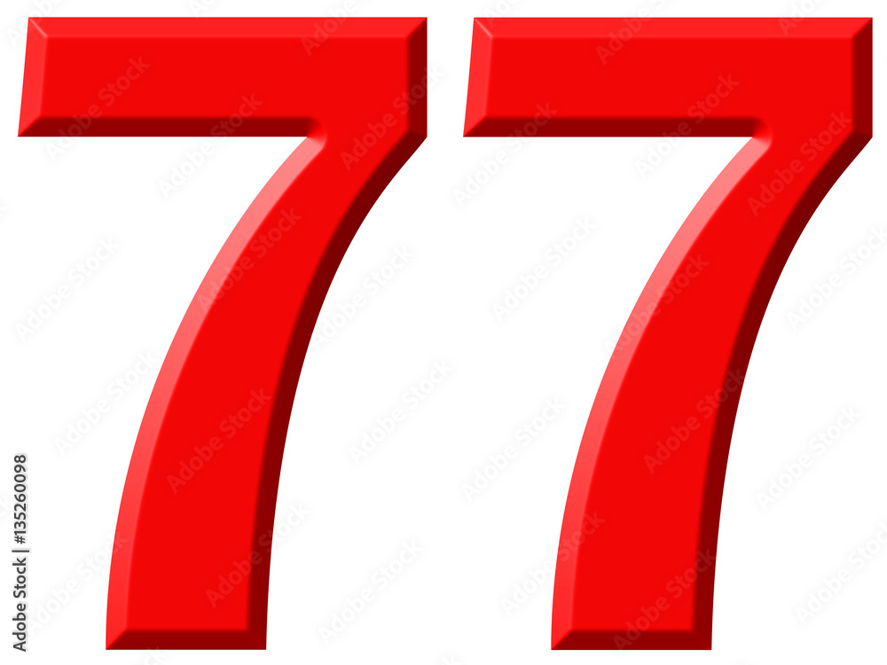 Numeral 77, seventy seven, isolated on white background, 3d rend Stock ...