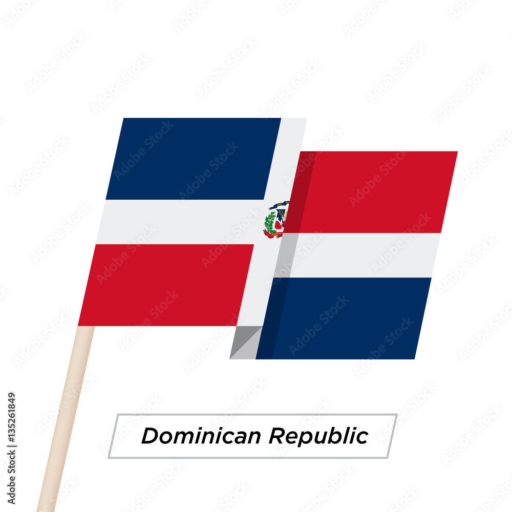 Dominican Republic Ribbon Waving Flag Isolated on White. Vector ...