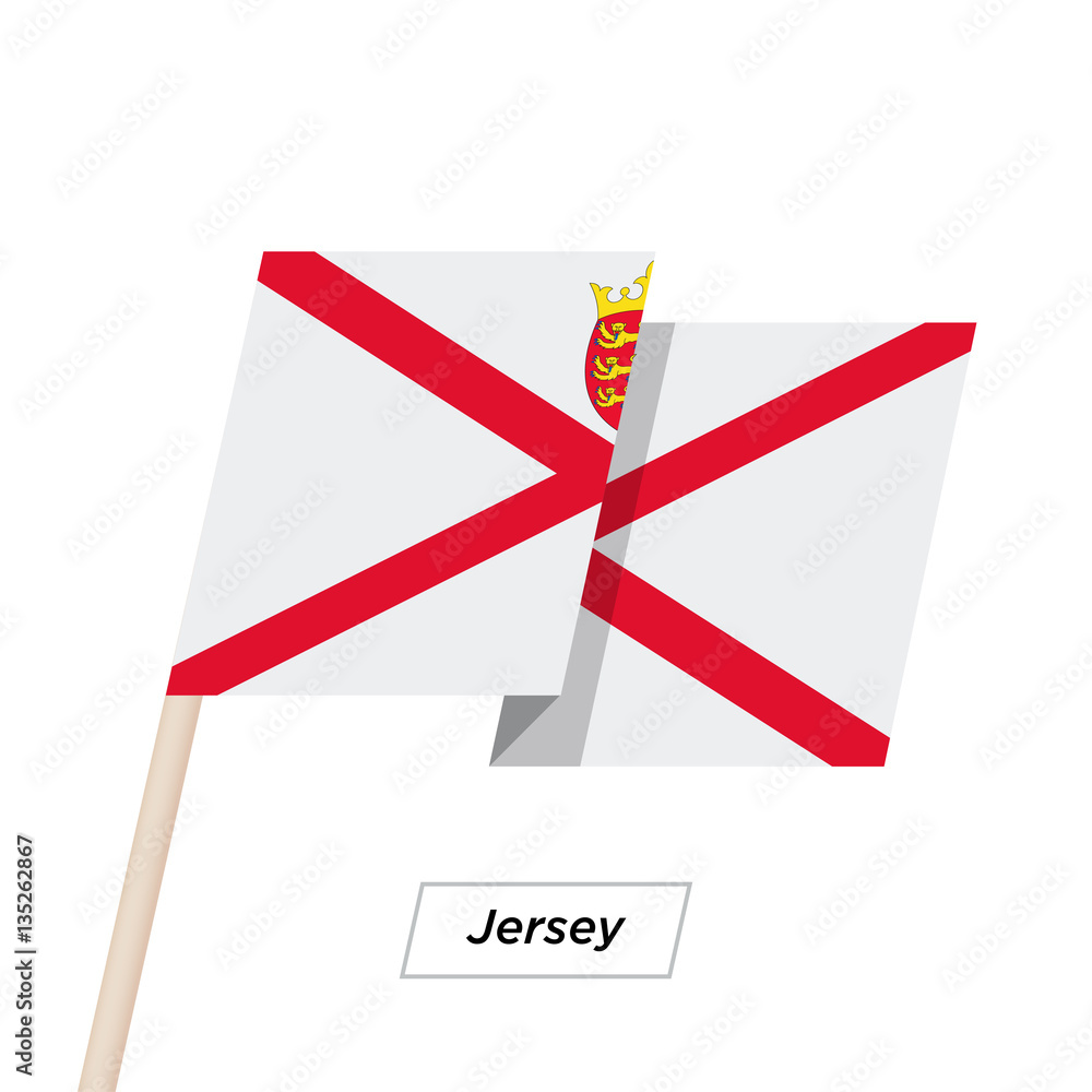Jersey Ribbon Waving Flag Isolated on White. Vector Illustration. Stock ...