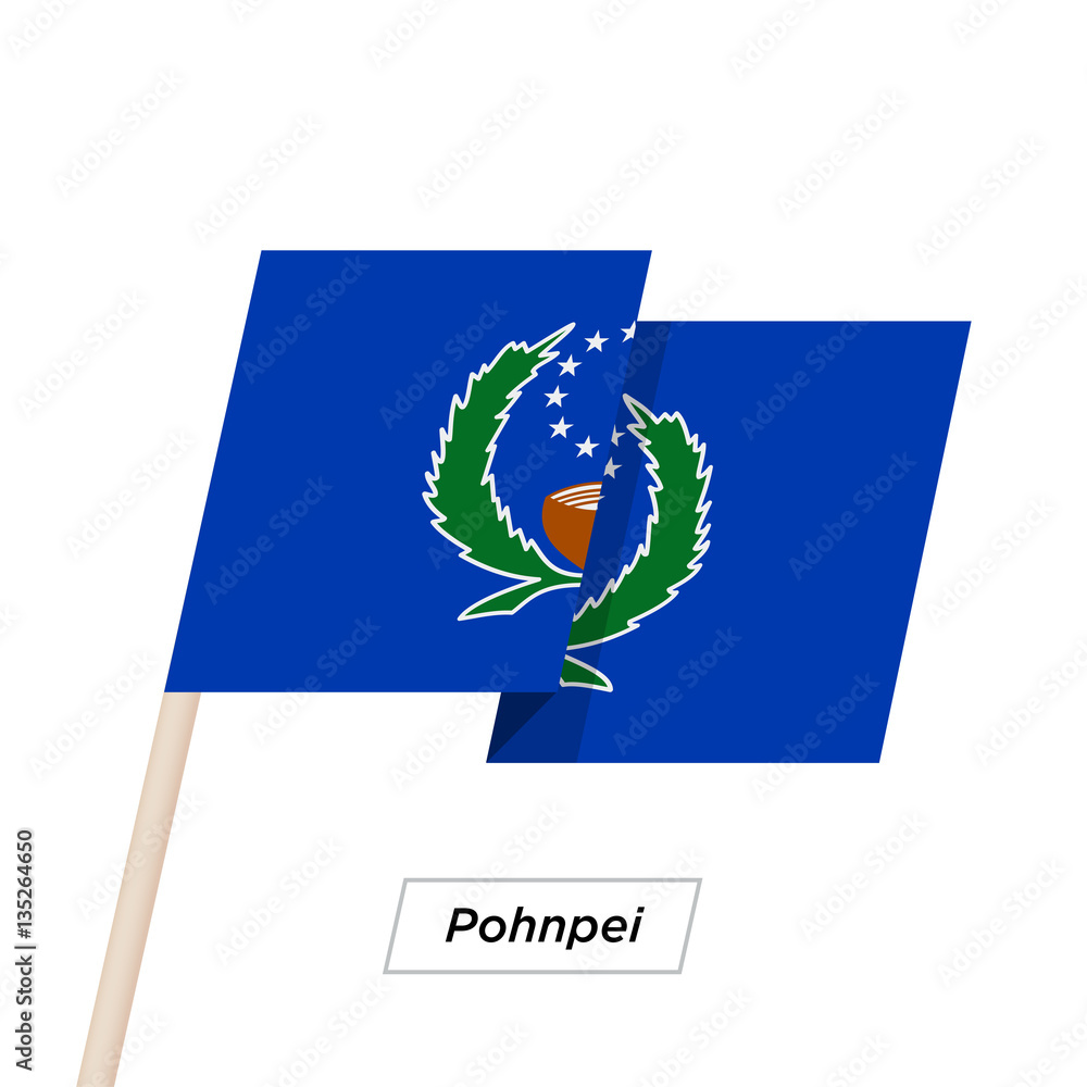 Pohnpei Ribbon Waving Flag Isolated on White. Vector Illustration ...