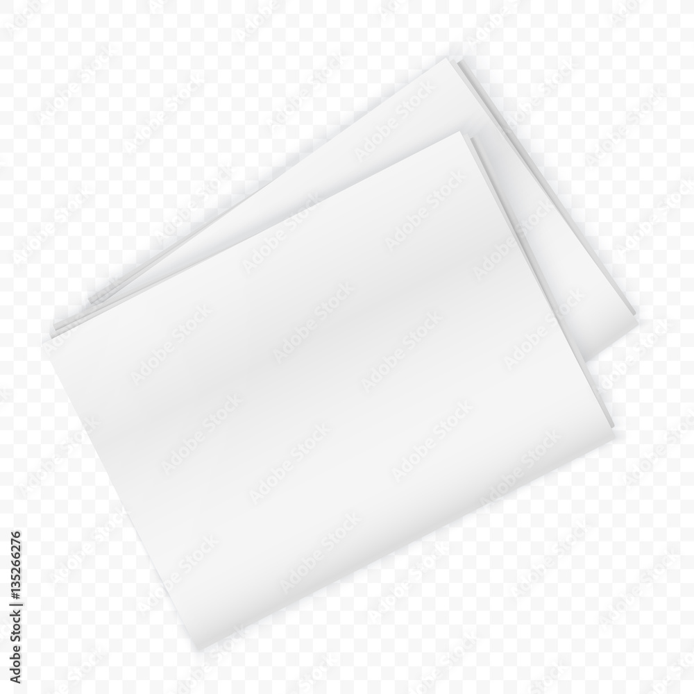 Blank newspaper mockup isolated on the transperant background. Vector ...