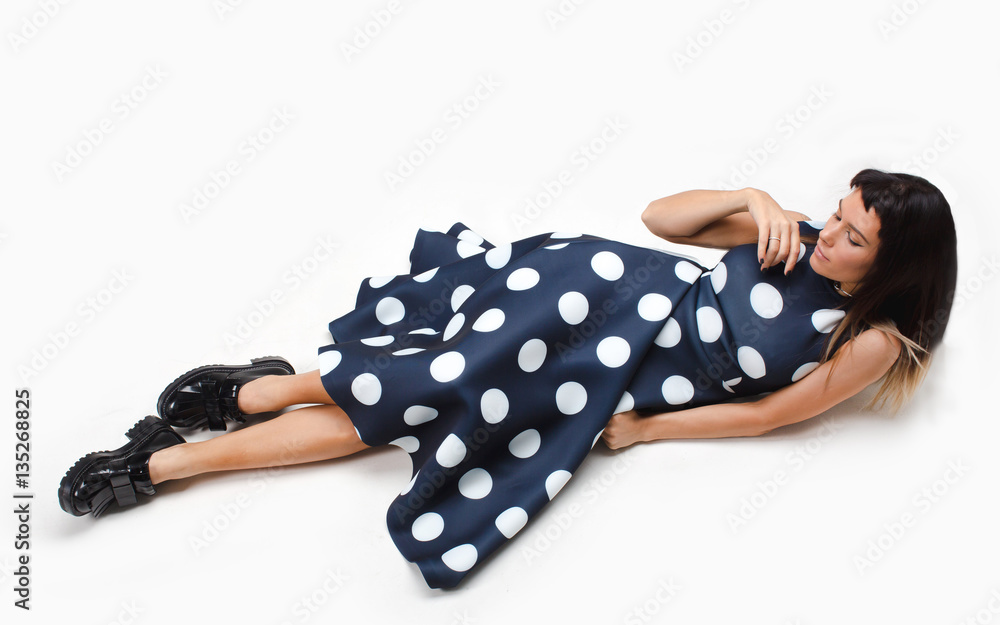 Model laying on the white floor isolated Stock Illustration | Adobe Stock