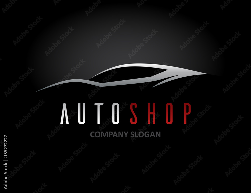 Auto car dealer logo design with concept sports vehicle icon silhouette ...