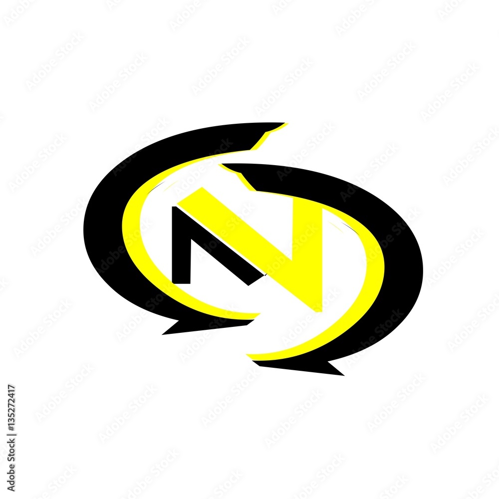 initial letter N logo vector black and yellow color Stock Vector ...