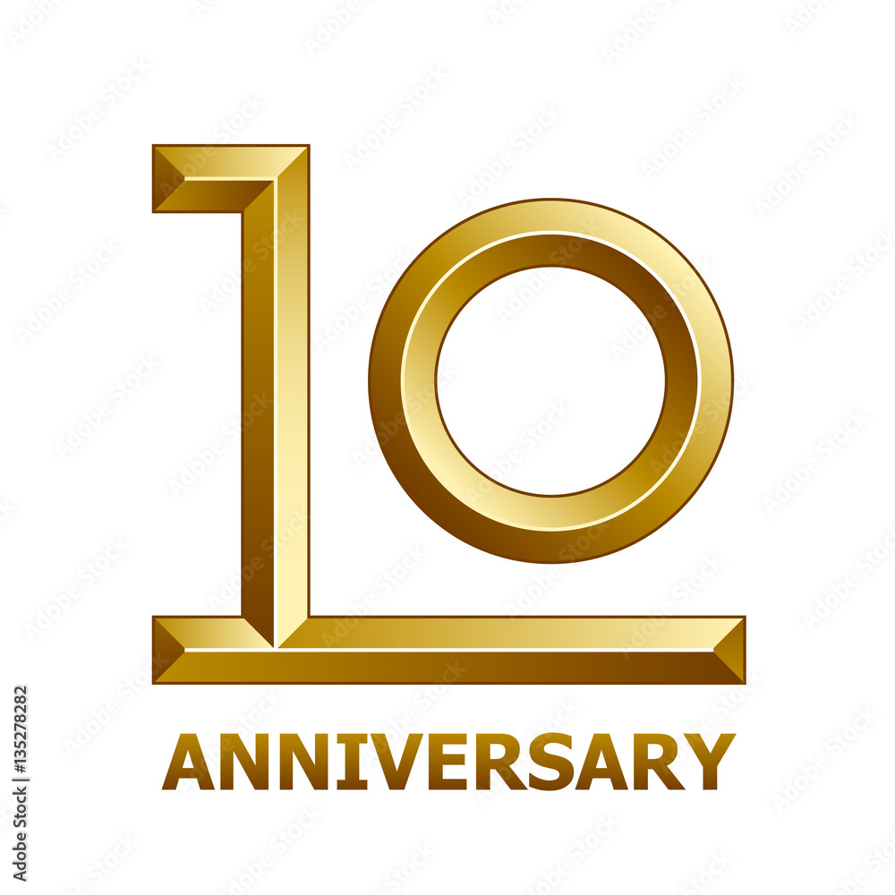 10 years golden anniversary symbol vector Stock Vector | Adobe Stock
