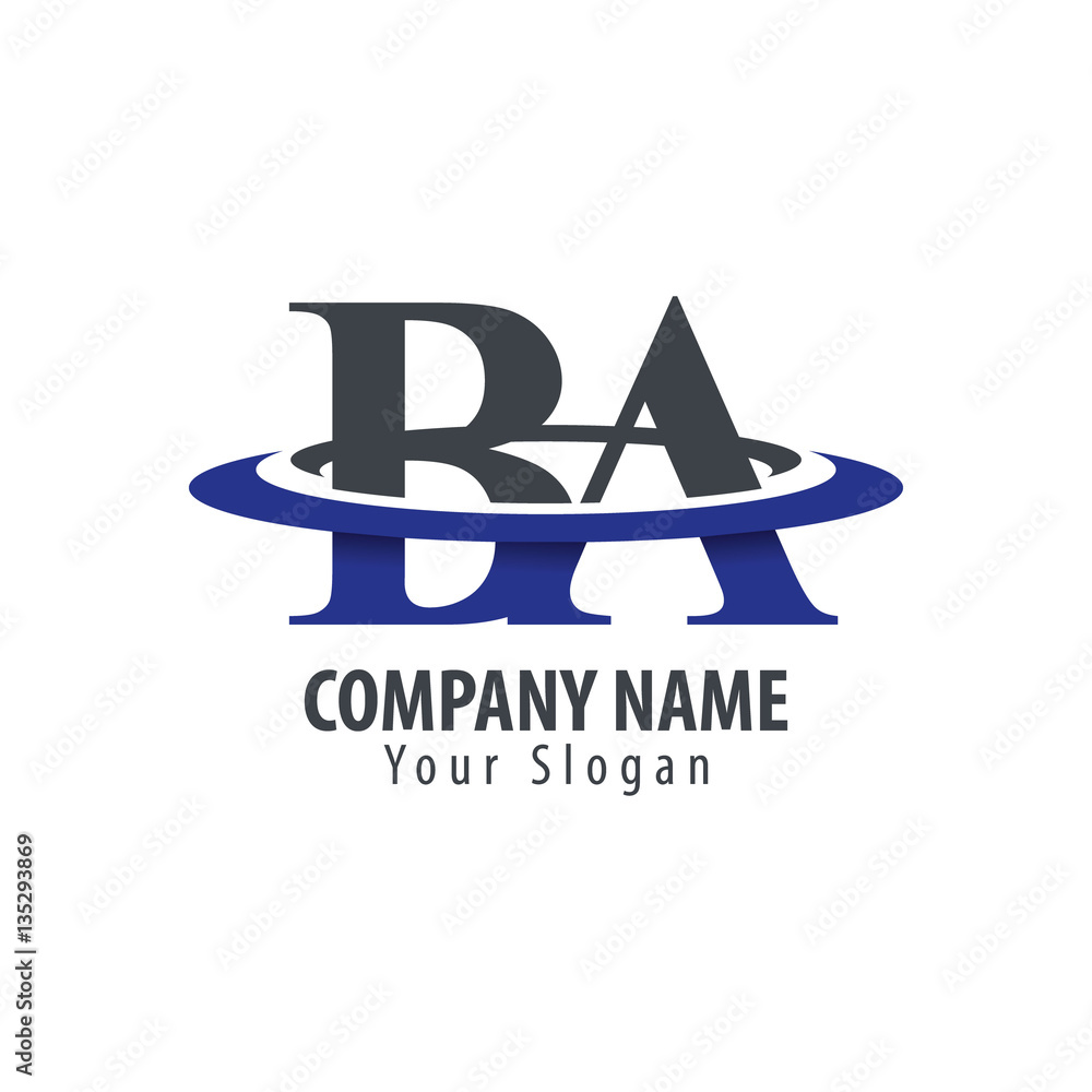 Initial Letter BA With Overlapping Swoosh Circle Stock-Vektorgrafik ...