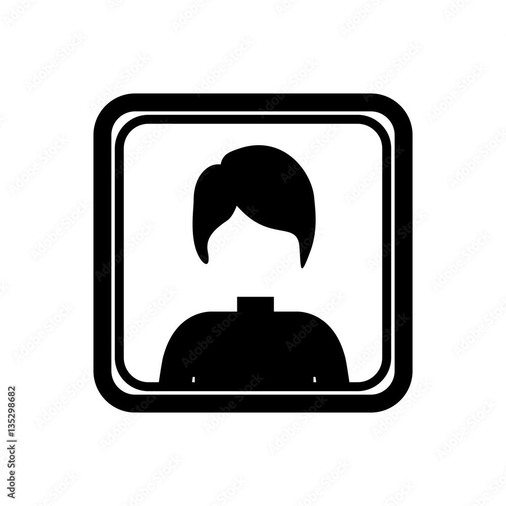square border with silhouette half body man with suit vector ...