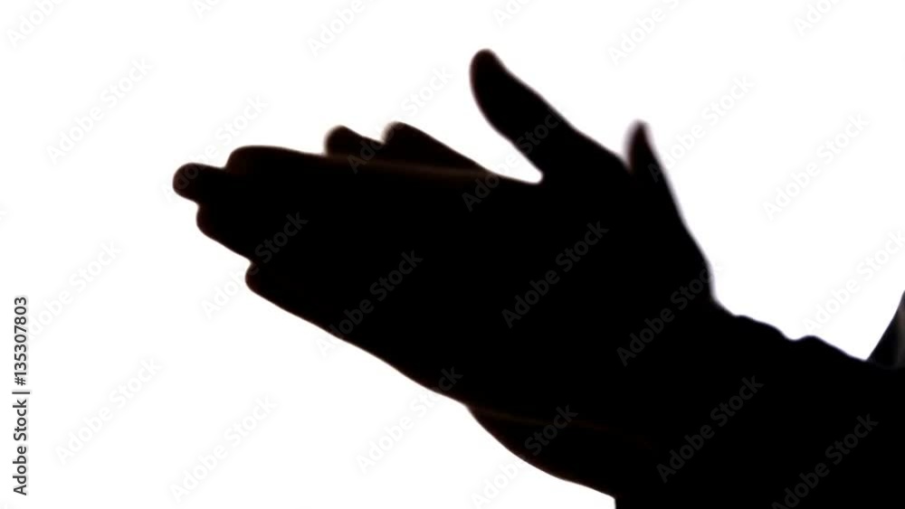 Silhouette of hands is clap on white background Stock Video | Adobe Stock