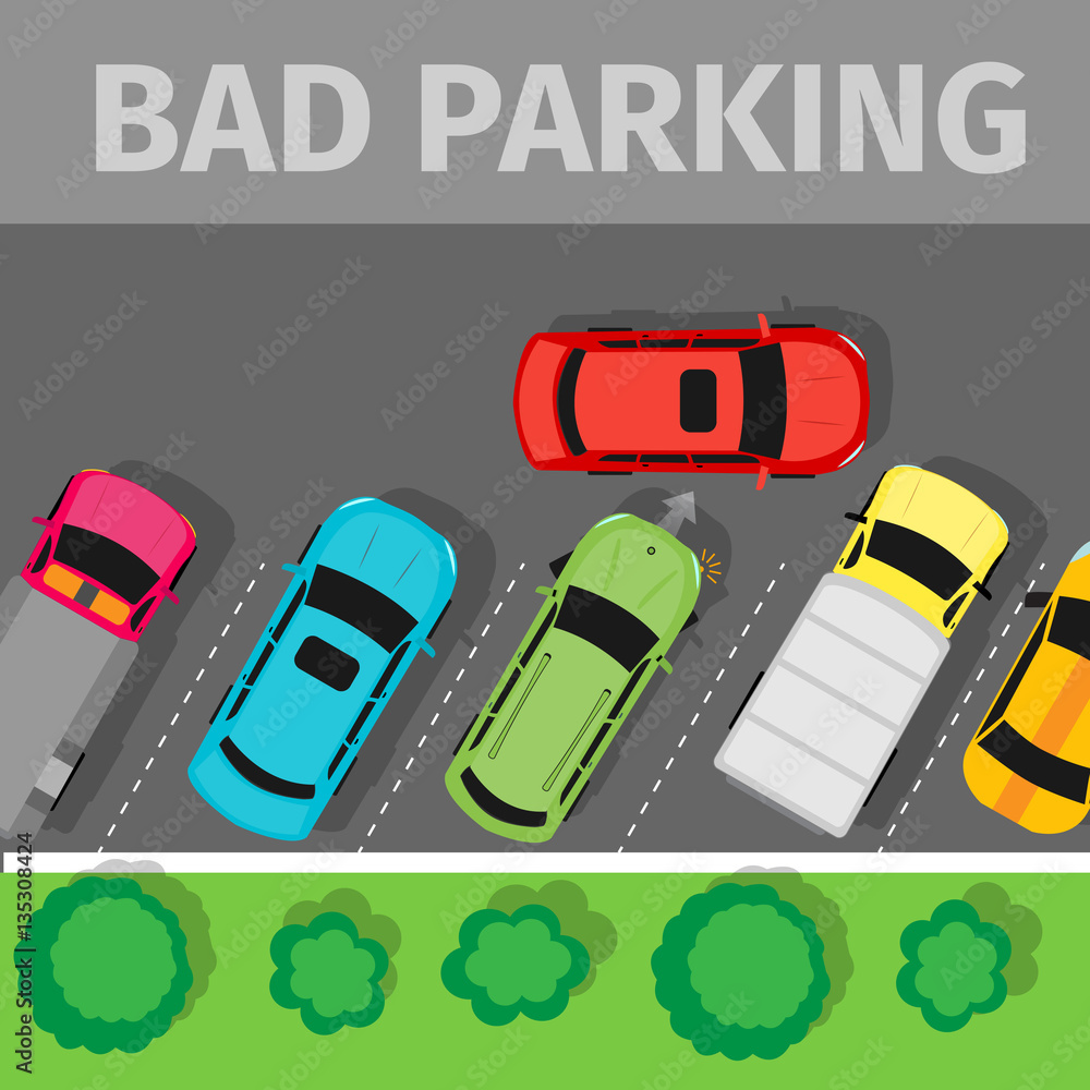 Bad Parking Top View Stock Vector | Adobe Stock