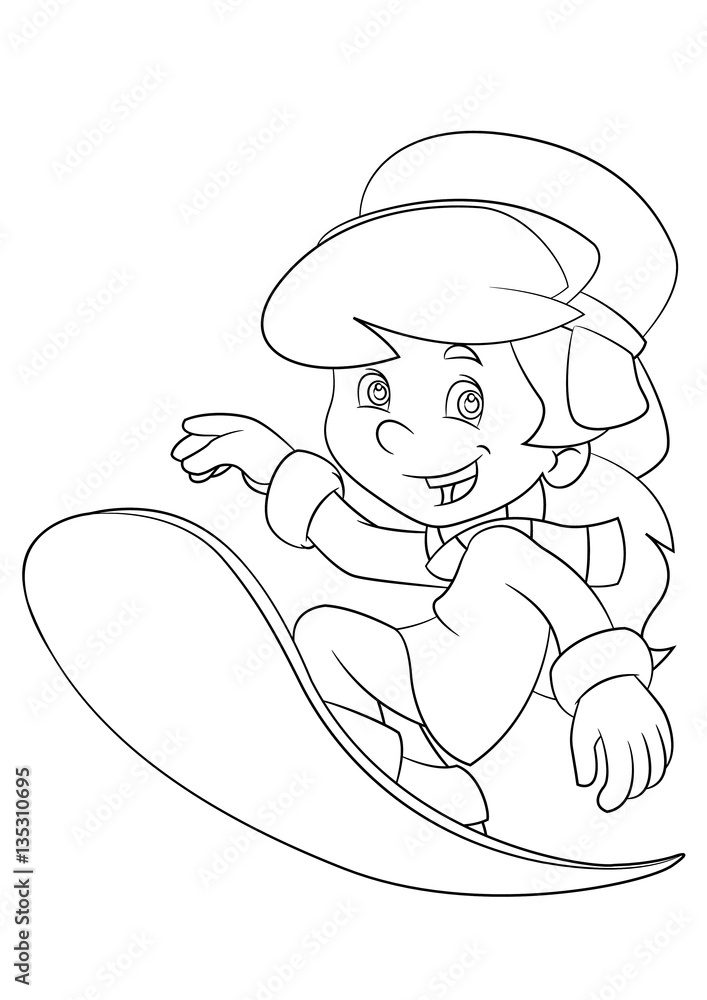 Cartoon kid doing freestyle slide - illustration for children Stock ...