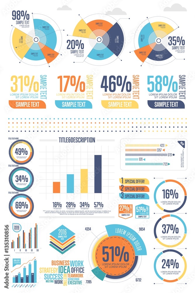 Business infographics set with different diagram vector illustration ...