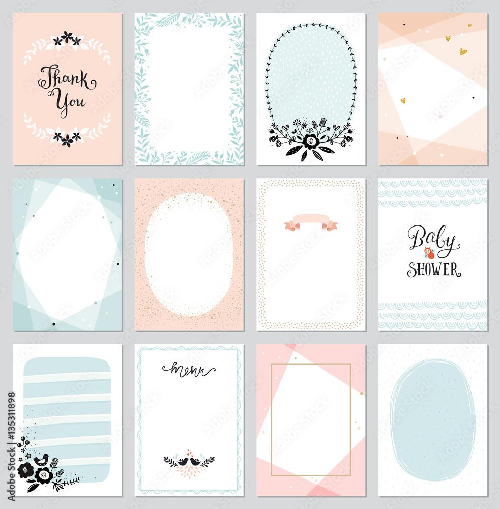 Contemporary universal cards templates. Design for invitations, posters ...