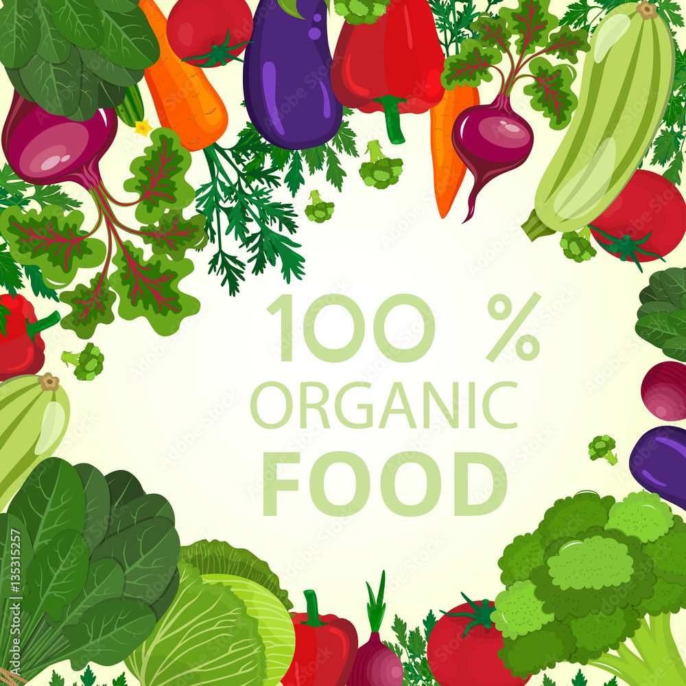 Eco food menu background. Fresh organic food, healthy eating vector ...