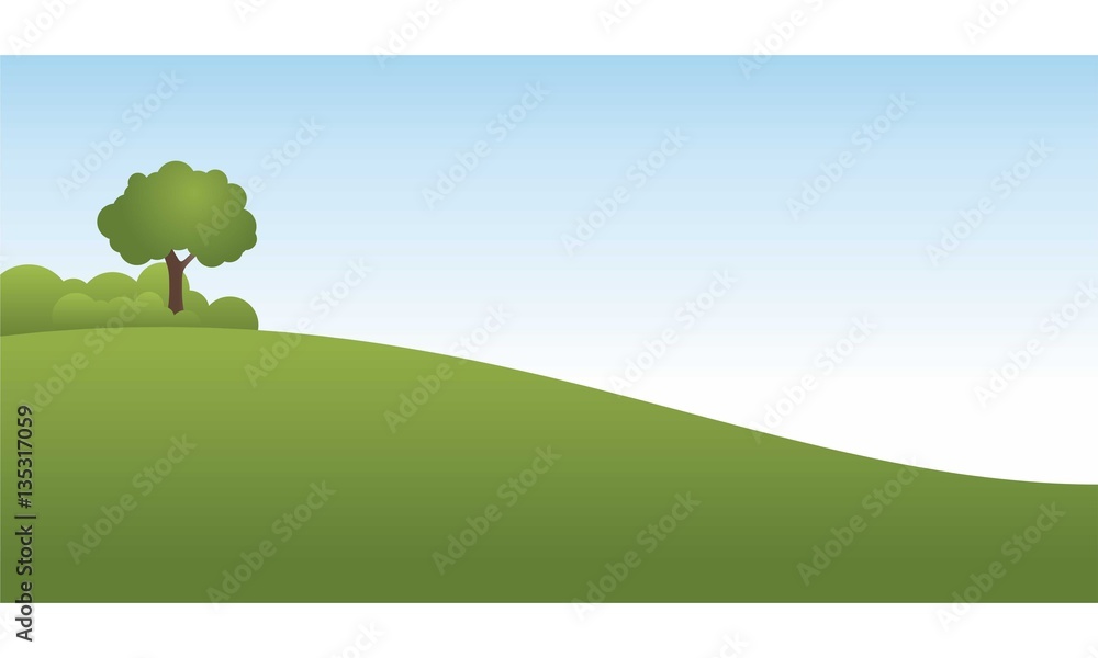 Simple Green Hills Landscape Vector Illustration Stock Vector | Adobe Stock