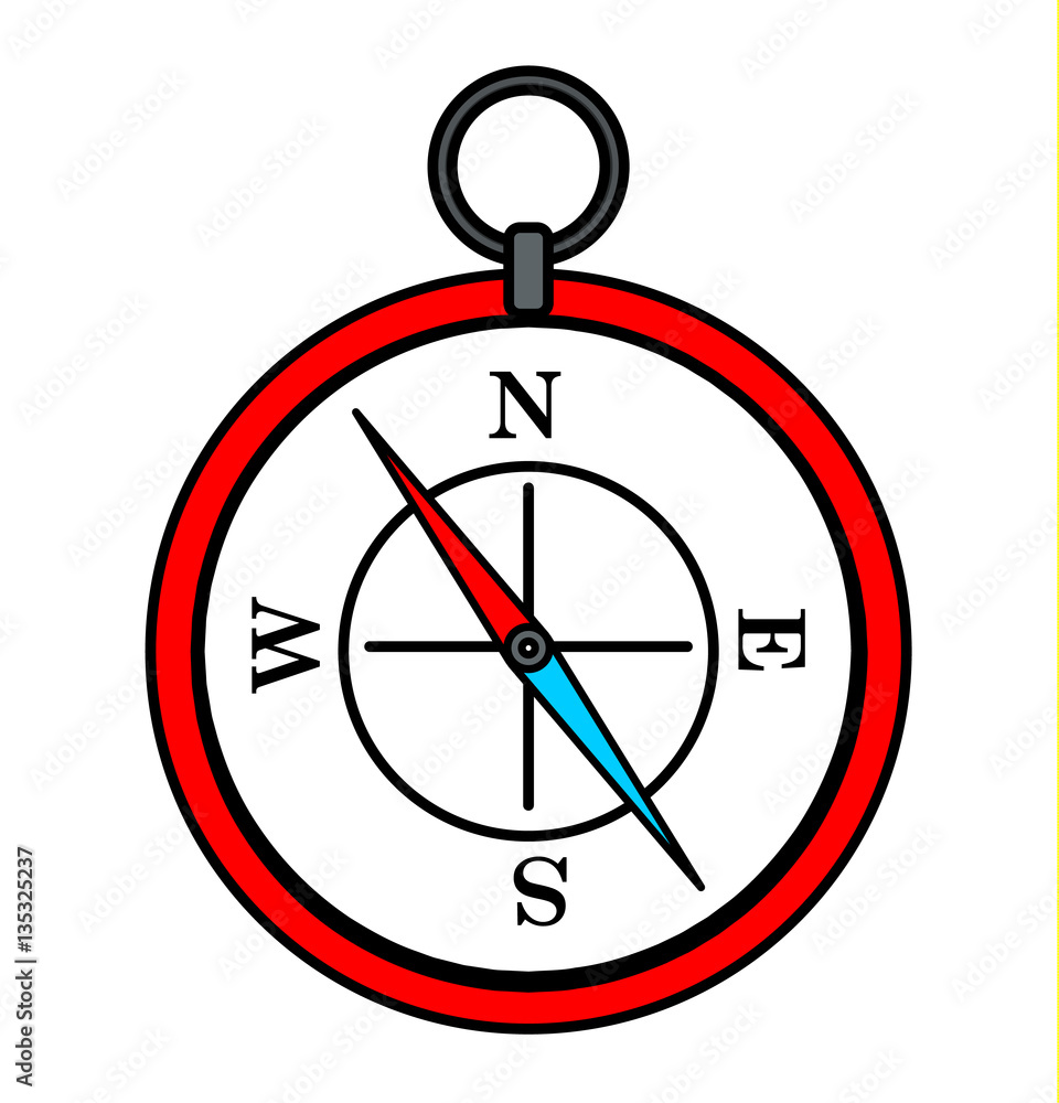 Compass cartoon sticker in retro style Stock Vector | Adobe Stock