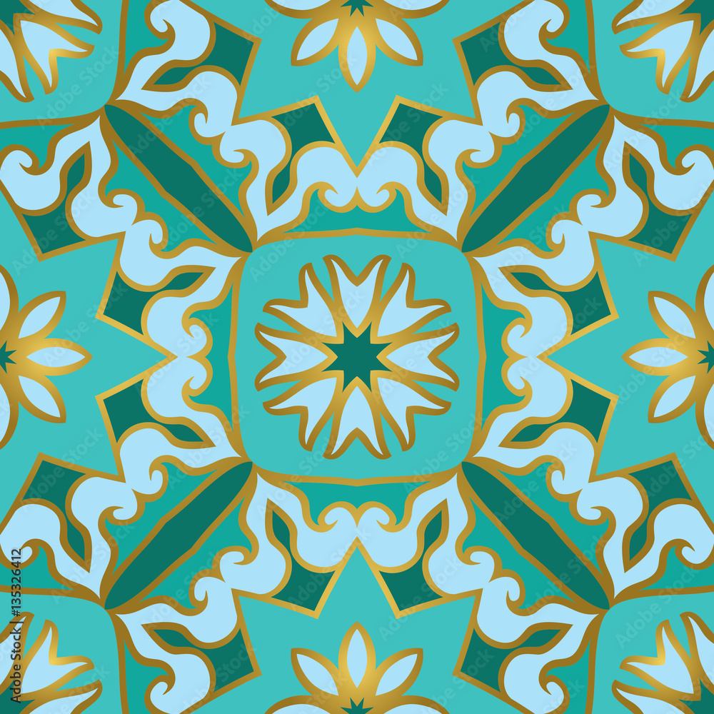 Turquoise pattern for tiles. Stock Vector | Adobe Stock
