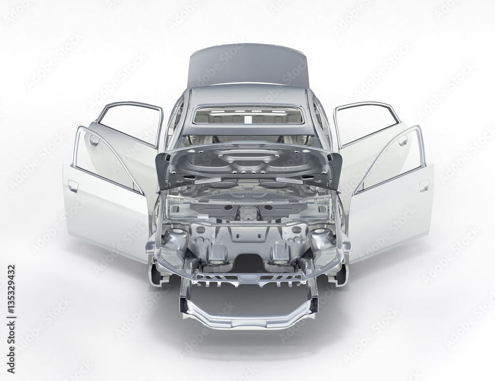 body car with no wheel on white background 3d Stock Photo | Adobe Stock