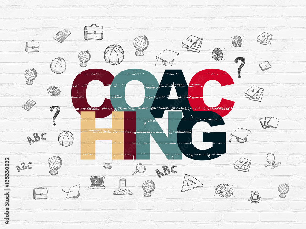 Education concept: Coaching on wall background Stock Illustration ...