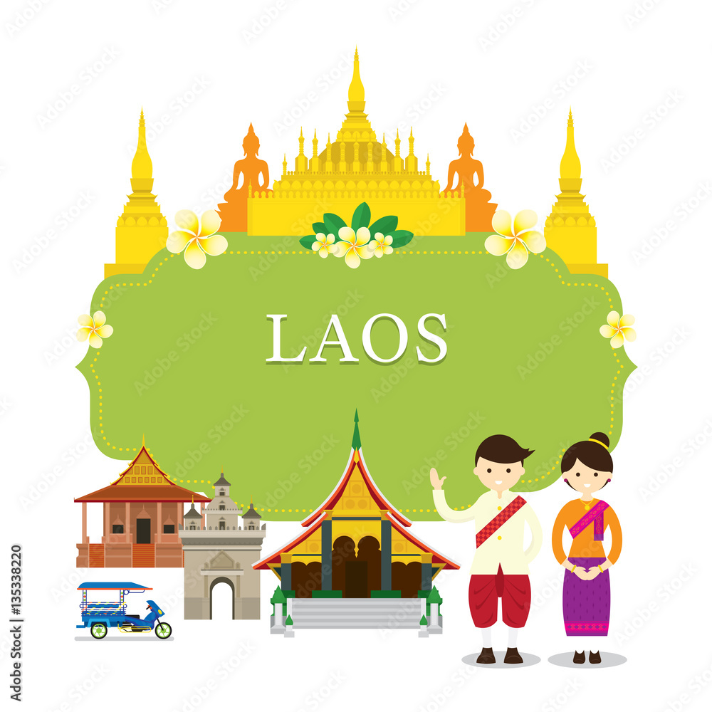 Laos Landmarks, People in Traditional Clothing, Frame, Culture, Travel ...