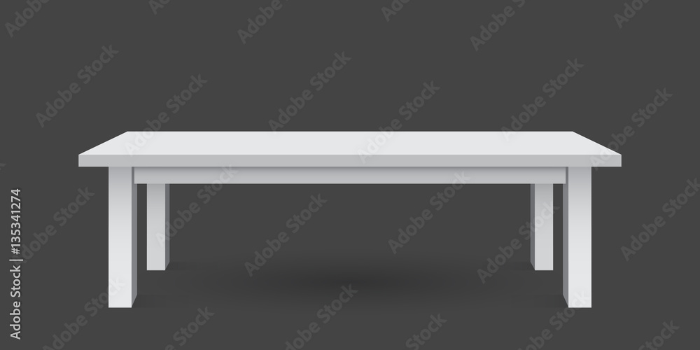 Vector 3d table for object presentation. Empty white top table isolated ...