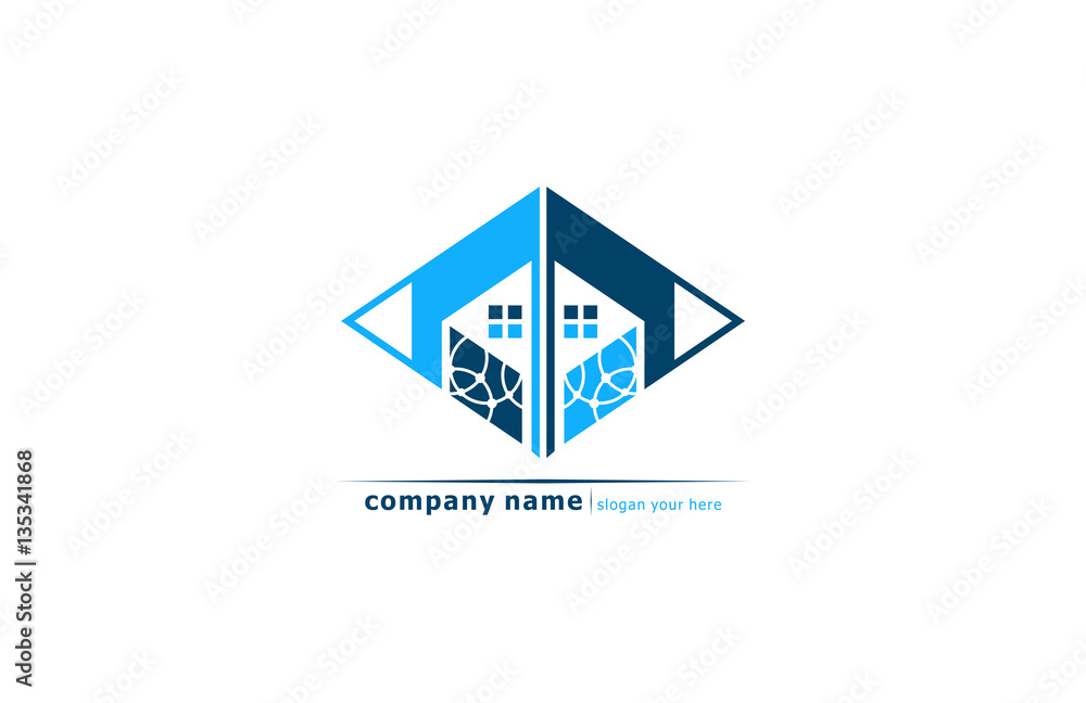 triangle building connection vector logo Stock Vector | Adobe Stock