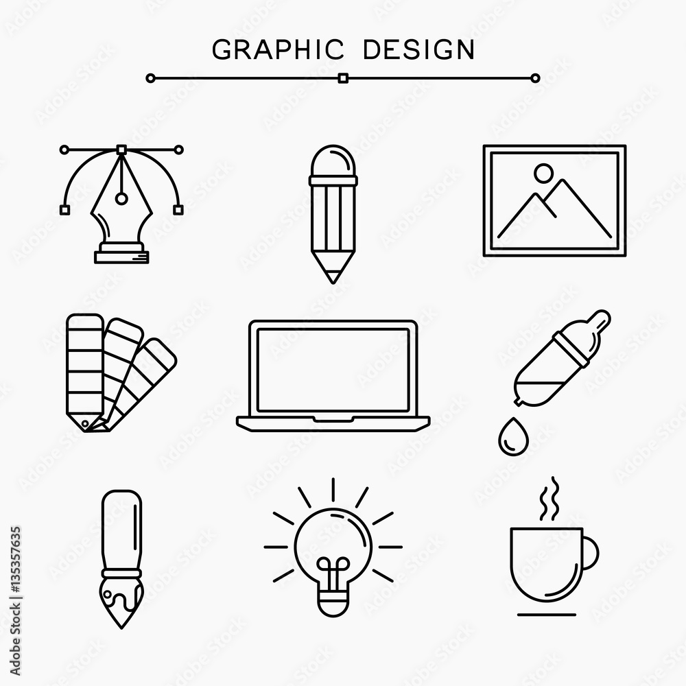 Vector linear graphic design icons Stock Vector | Adobe Stock