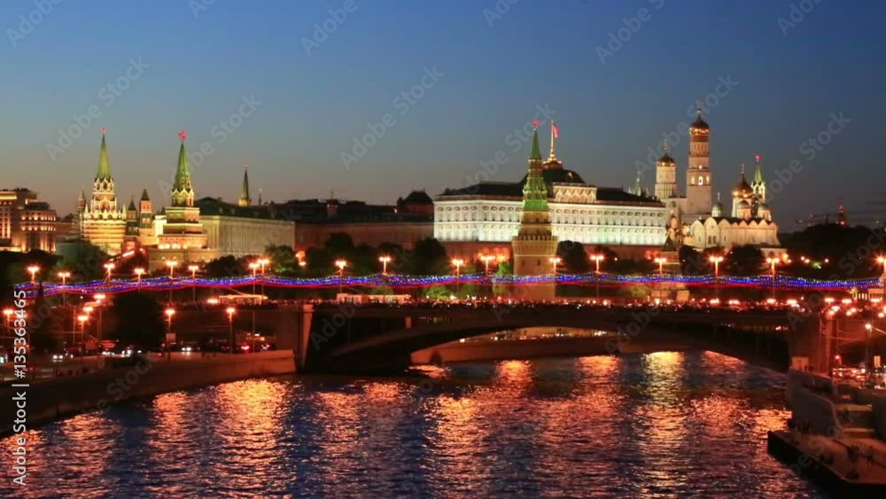 Night view of the Moscow Kremlin Stock Video | Adobe Stock