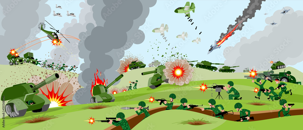 Armies on battlefield Stock Vector | Adobe Stock